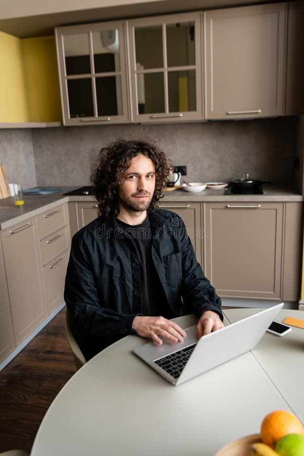 Focus of Handsome, Confident Freelancer Looking Stock Photo - Image of ...