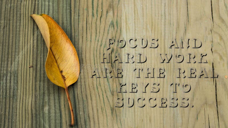 Focus and Hard Work are the Real Keys To Success. Success Slogans Stock ...