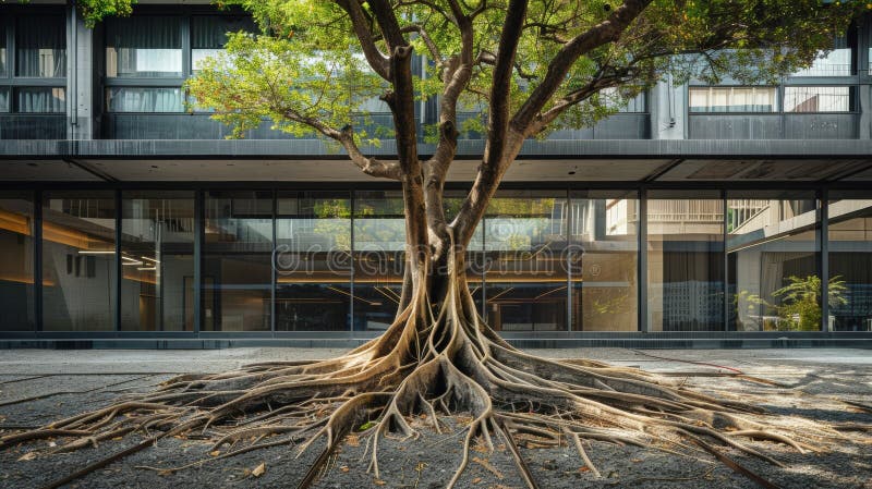 Focus on the Intricate Network of Roots and Underground Infrastructure ...