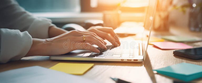 The Focus on a Laptop Keyboard Reflecting Modern Workspace Productivity ...