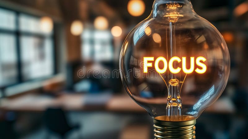 Focus Light Bulb in Modern Office, Creative Business Concept with ...