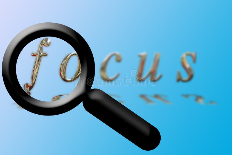 Focus and magnifying glass stock illustration. Illustration of three ...