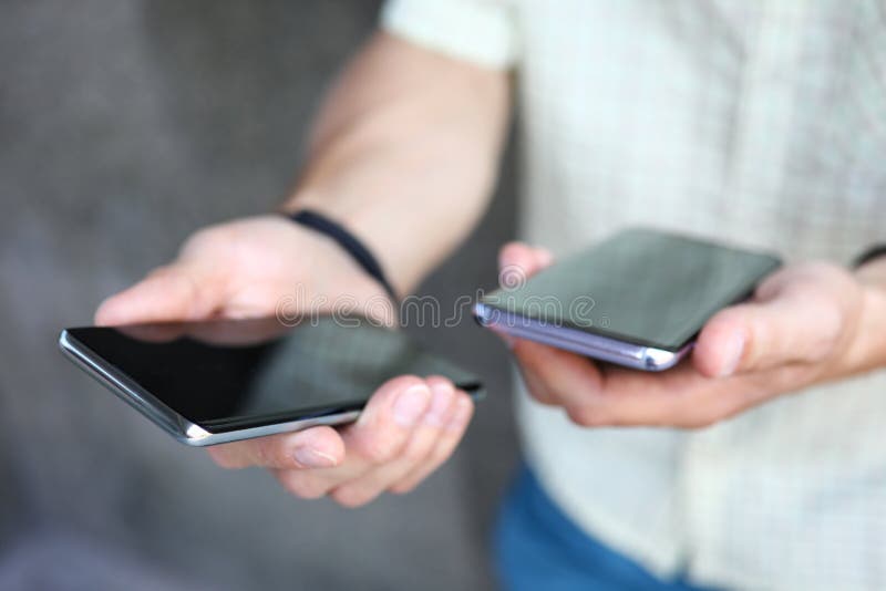 Man with Modern Smartphones Stock Photo - Image of cell, communication ...