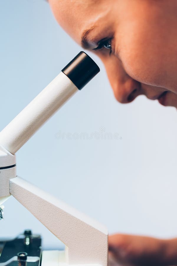 Focus through Microscope - on White Stock Photo - Image of education ...