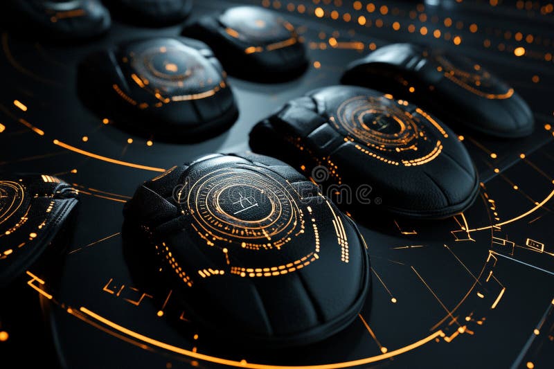 Arrange Focus Mitts on a Dark Surface with Dramatic Lighting, Accented ...