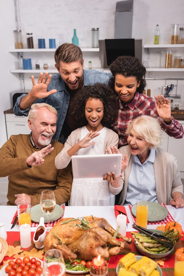 Focus of Multicultural Family Gesturing during Stock Image - Image of ...