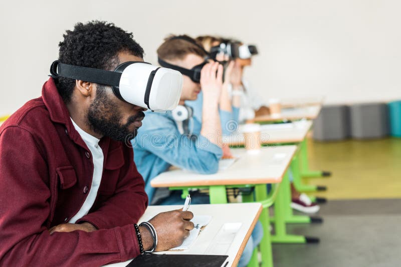 Focus of Multiethnic Students Using Vr Headsets in University Stock ...