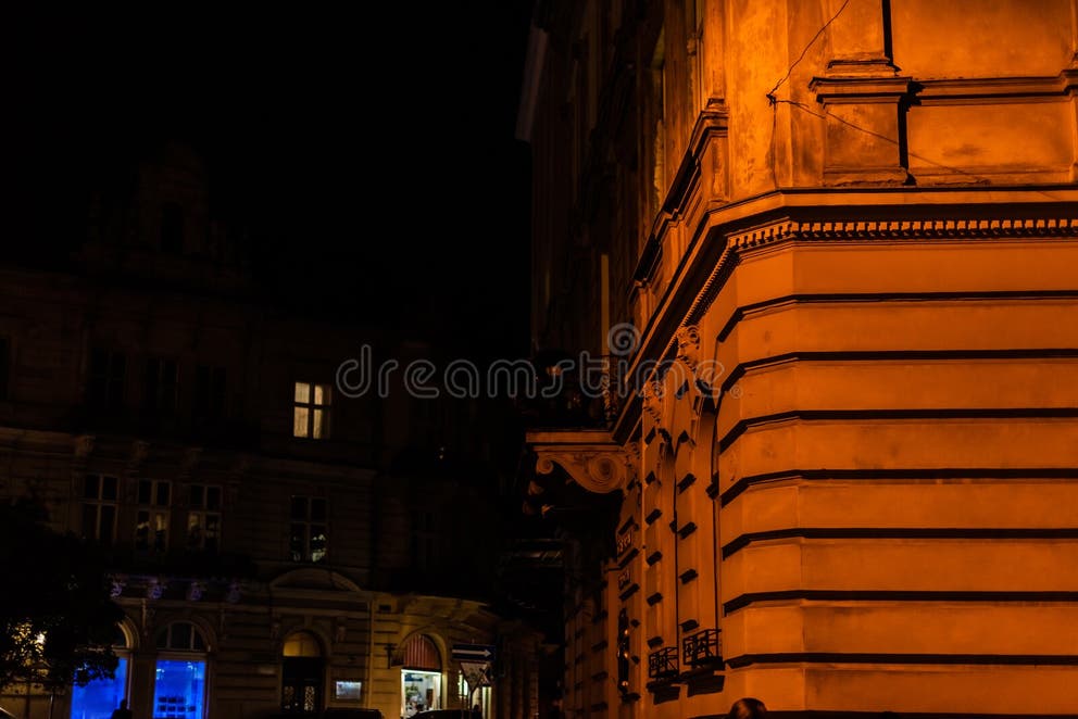 Focus of Old Building at Night Stock Photo - Image of ukraine, travel ...