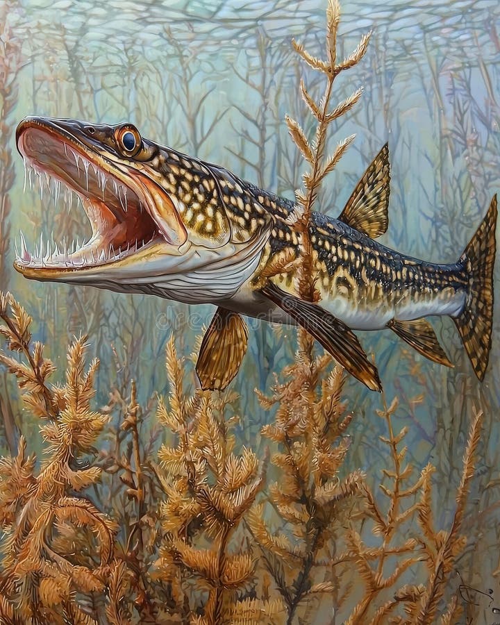 Close-up of a Pike Showcasing Sharp Teeth and Intense Stock Image ...