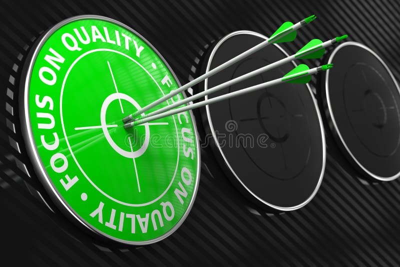 Focus on Quality Slogan - Green Target. Stock Illustration ...