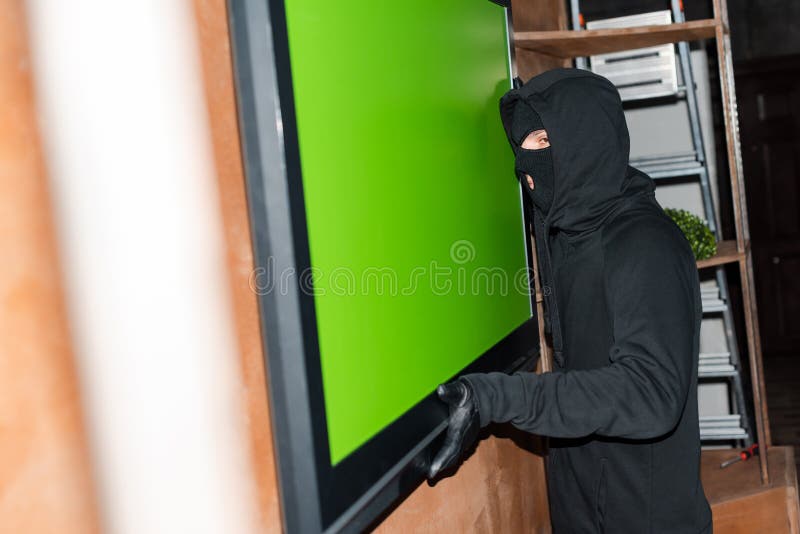 Focus of Robber in Mask Holding Stock Image - Image of theft, indoors ...