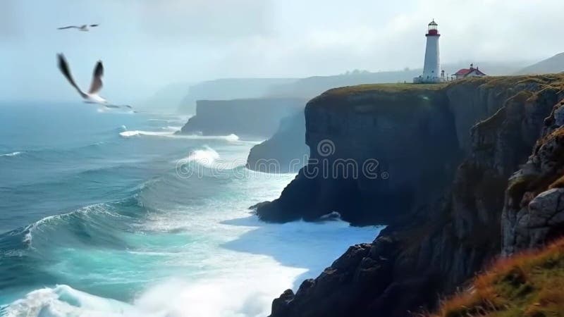 Focus on Rugged Coastal Cliffs and Dramatic Ocean Views Stock Footage ...