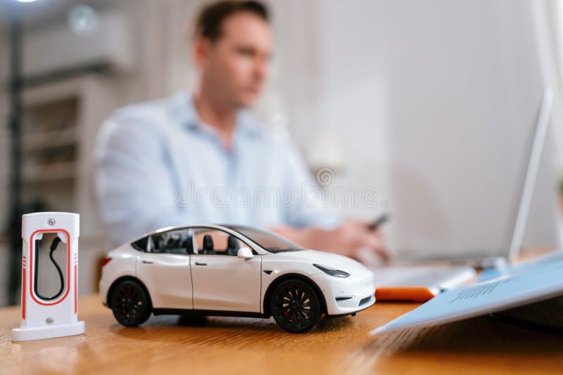 Focus Scale EV Car and Charging Station Mockup Model. Synchronos Stock ...