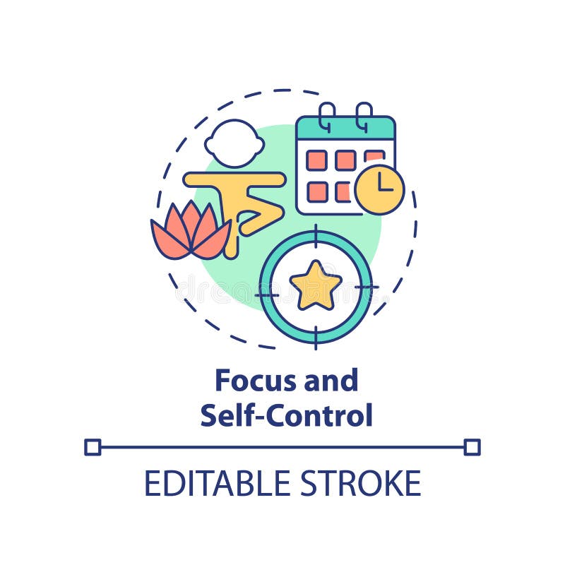 Focus and Self-control Concept Icon Stock Vector - Illustration of ...