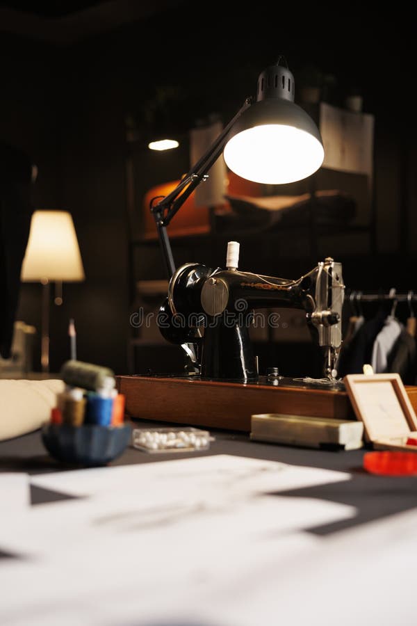 Focus on Sewing Machine in Studio Stock Photo - Image of experienced ...