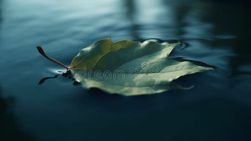 Focus Shot of Detailed Leaf Pattern on Calm Water Stock Illustration ...