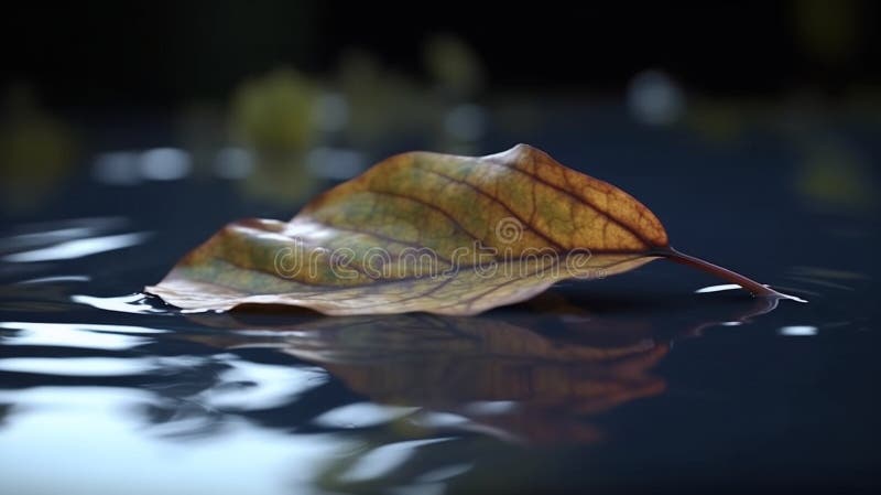Focus Shot of Detailed Leaf Pattern on Calm Water Stock Illustration ...