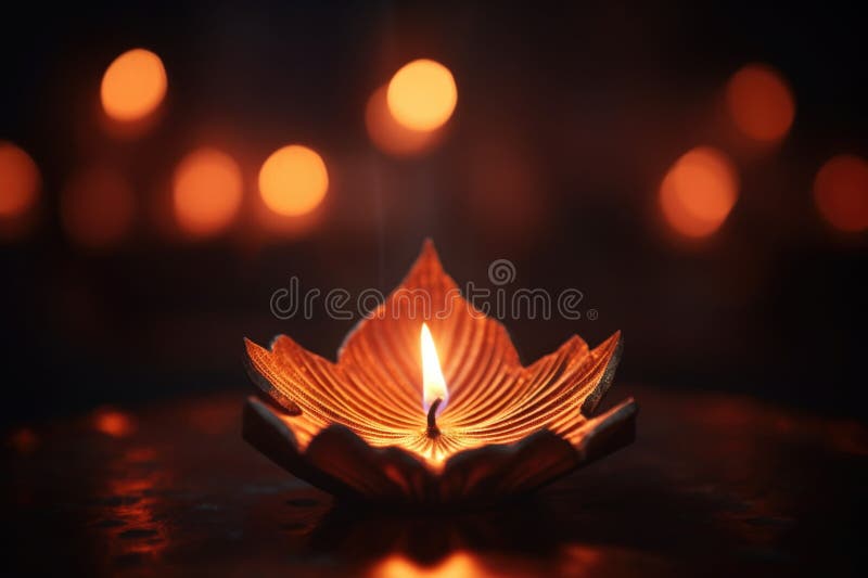 Single Diya Disigning Burning in Mastered Oil in Ocation of Diwali ...