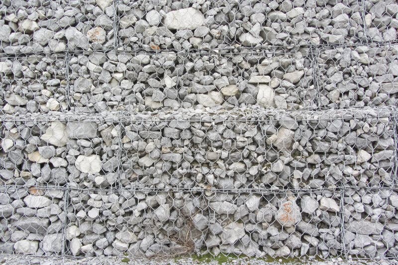 Focus on Stacked Industrial Gabions Stock Image - Image of gabions ...