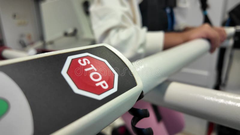 Close-up of a Stop Sign on an Exercise Machine in a Gym Setting Stock ...