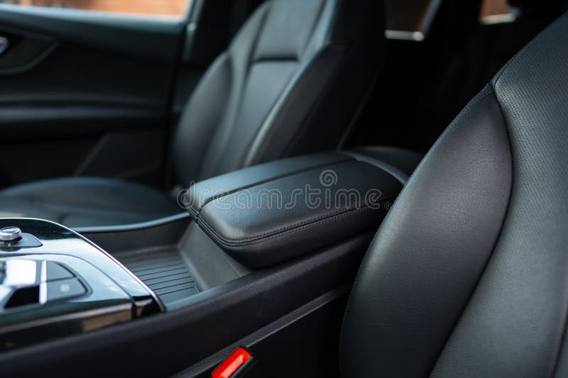 Focus on Storage Compartments of Central Console between Front Seats of ...