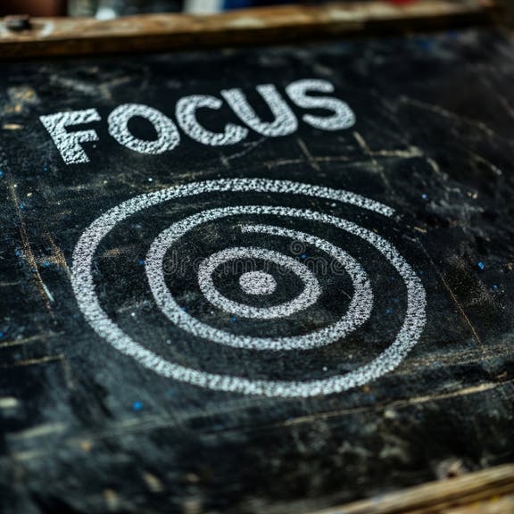 Focus Symbol and Text Drawn on a Chalkboard. Stock Photo - Image of ...