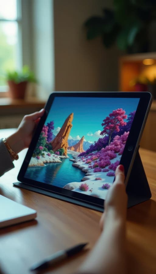 Focus on Tablet Screen Displaying Project, Creative Workspace, Ui ...