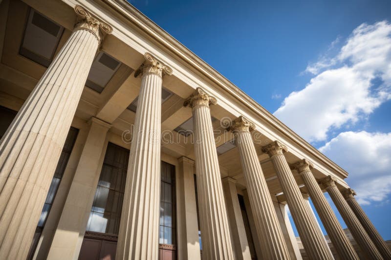Focus on the Tall Columns of a Post Office Building Facade Stock Photo ...
