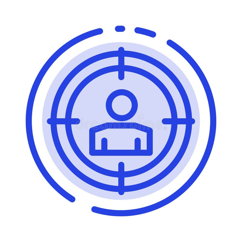 Focus, Target, Audience Targeting, Blue Dotted Line Line Icon Stock ...
