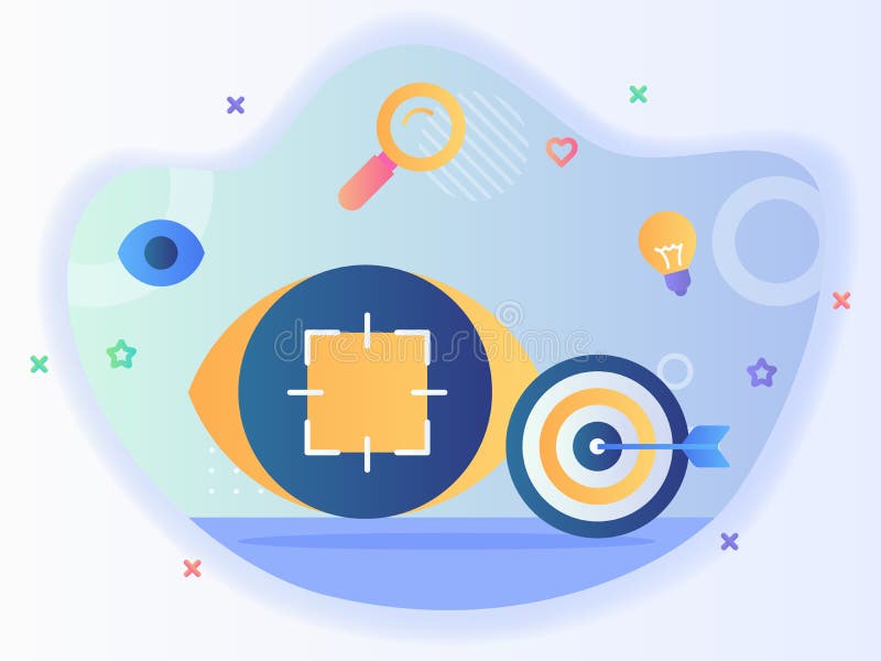 Focus Target Goals Concept Arrow Right on Target Center Board Spy Eye ...