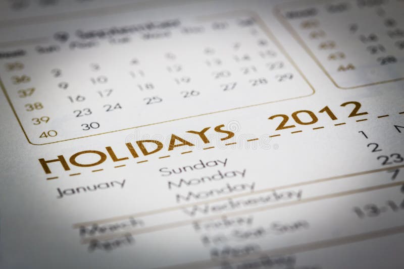 Focus To Holiday Word on a Calendar. Stock Photo - Image of year ...