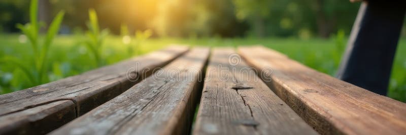 Focus on Weathered Bench Slats, Blurred Background, White , Depth of ...
