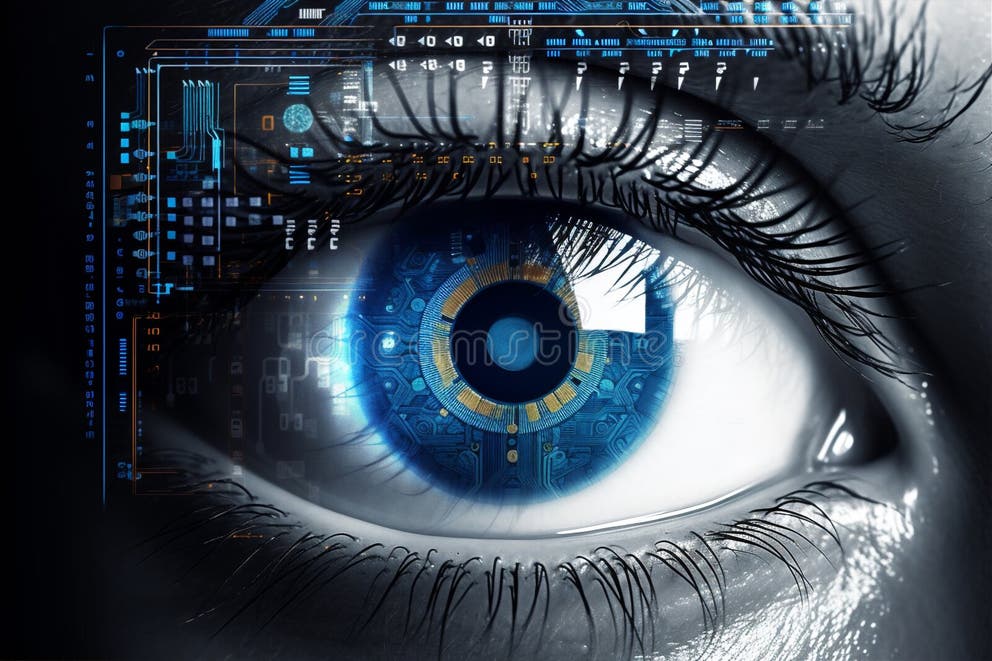 Woman Eye Tech Ocular System Identification Digital Cyberspace ...