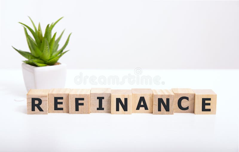 Focus on Wooden Blocks with Letters Making Refinance Text Stock Image ...
