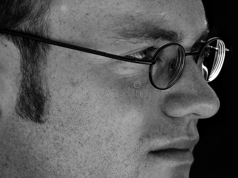 Man with lens stock photo. Image of creepy, monochrome - 26256416