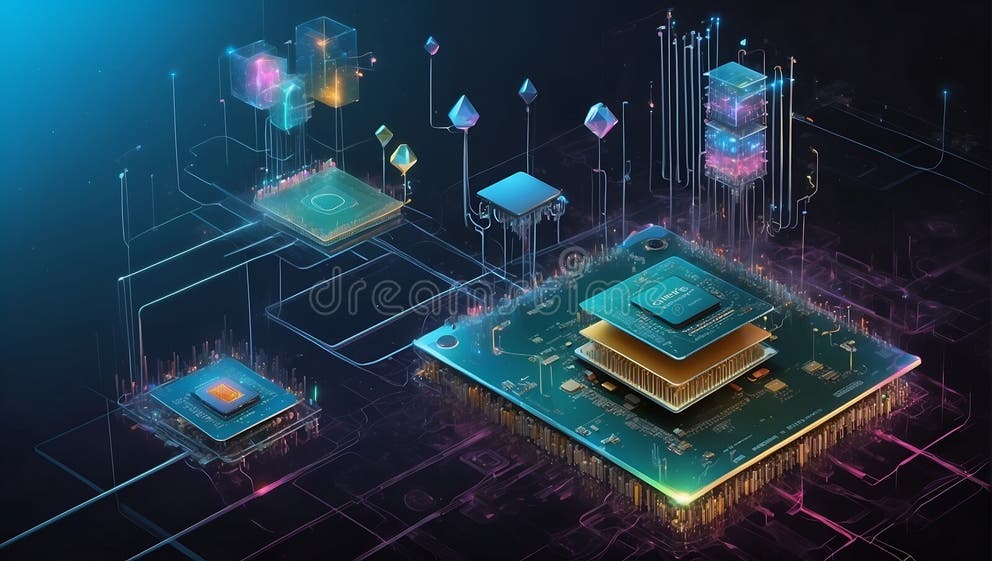 Adiabatic Quantum Processing Unit. AI Generate Stock Illustration ...