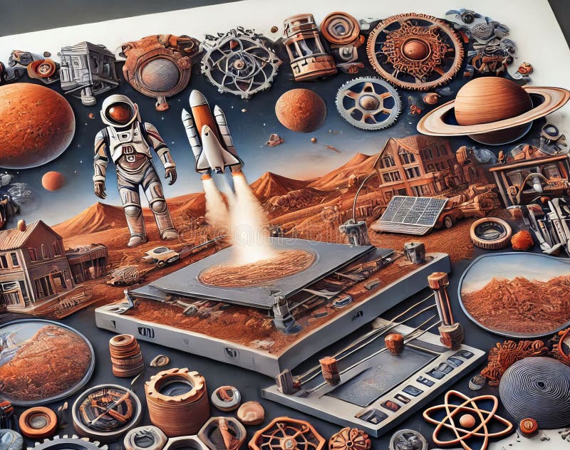 Focused on Advanced Materials and D Printing this Community Tra Stock Illustration ...