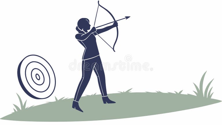 Focused Archer Aiming at Target Vector Illustration, Vector Design ...