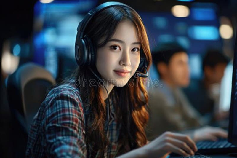 Asian it Support Specialist Assisting Clients at a Tech Office during ...