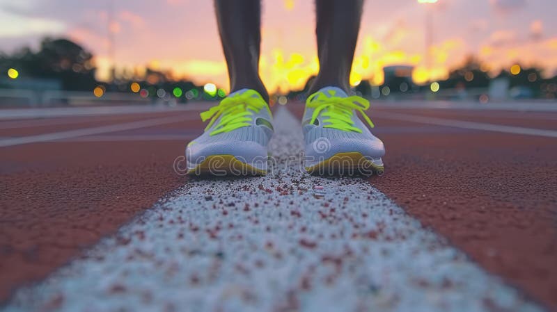 Focused Athlete Ready for Paris Olympics: Determined Runner at Starting ...