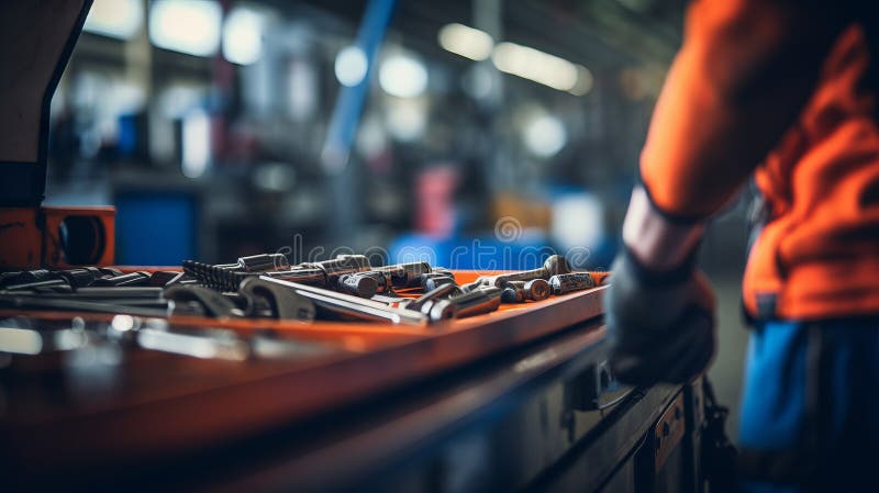 Focused Auto Mechanics: Worker Fixing Car with Tools in Workshop AI ...