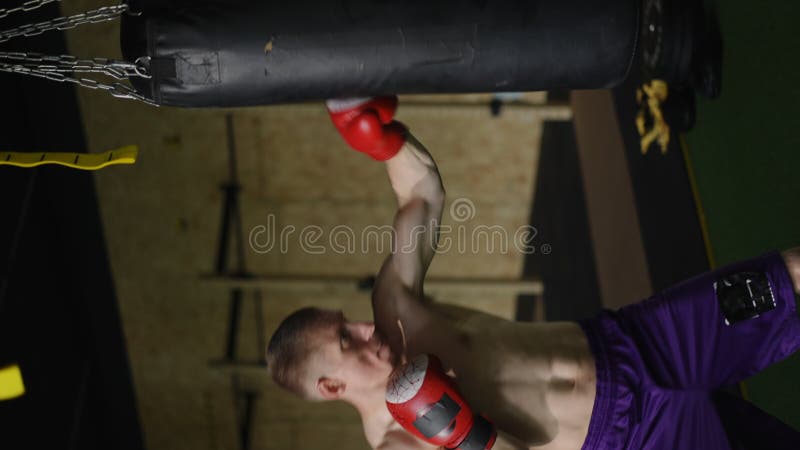 Engaging in a Dynamic Boxing Training Session with a Heavy Bag To ...