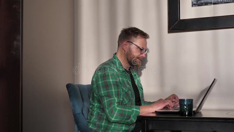 Focused Businessman Entrepreneur Typing on Laptop and Doing Research ...