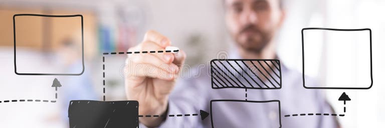 Focused Businessman Organizing Flowchart Elements, Building Structured ...