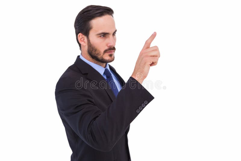 Pointing up. Man in suit stock photo. Image of arrow - 43848318