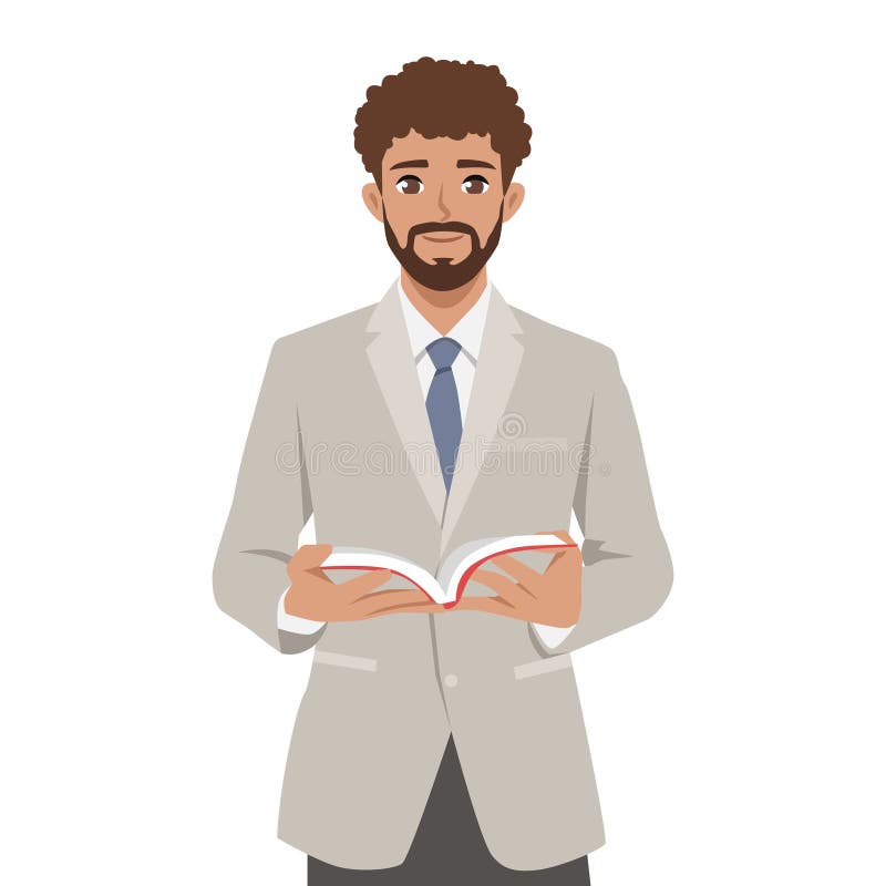 Focused Businessman Reading a Book Stock Illustration - Illustration of ...