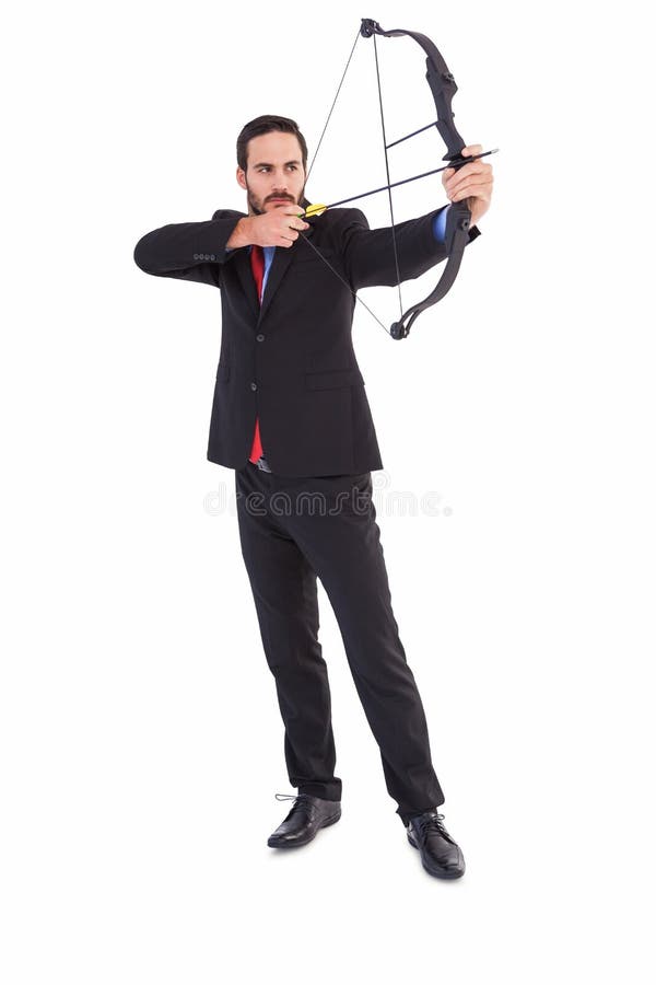 Businessman Shooting a Bow and Arrow Stock Image - Image of aiming ...