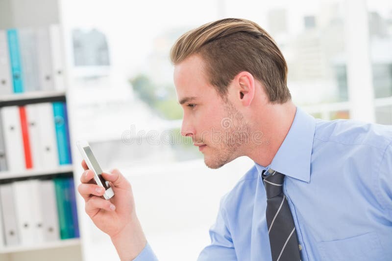 Focused Businessman Text Messaging Stock Image - Image of classy ...