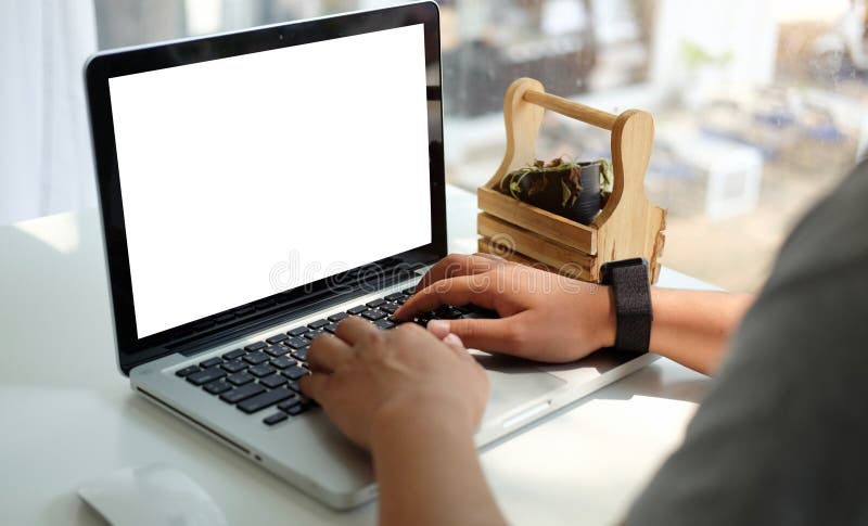 Focused Businessman Using Laptop Computer at Bright Modern Office Stock ...
