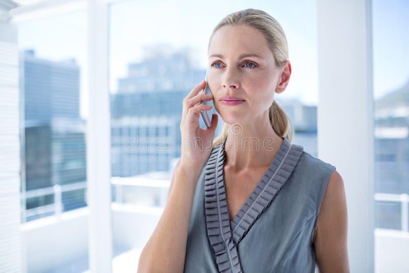 Focused Businesswoman on the Phone Stock Image - Image of communication ...